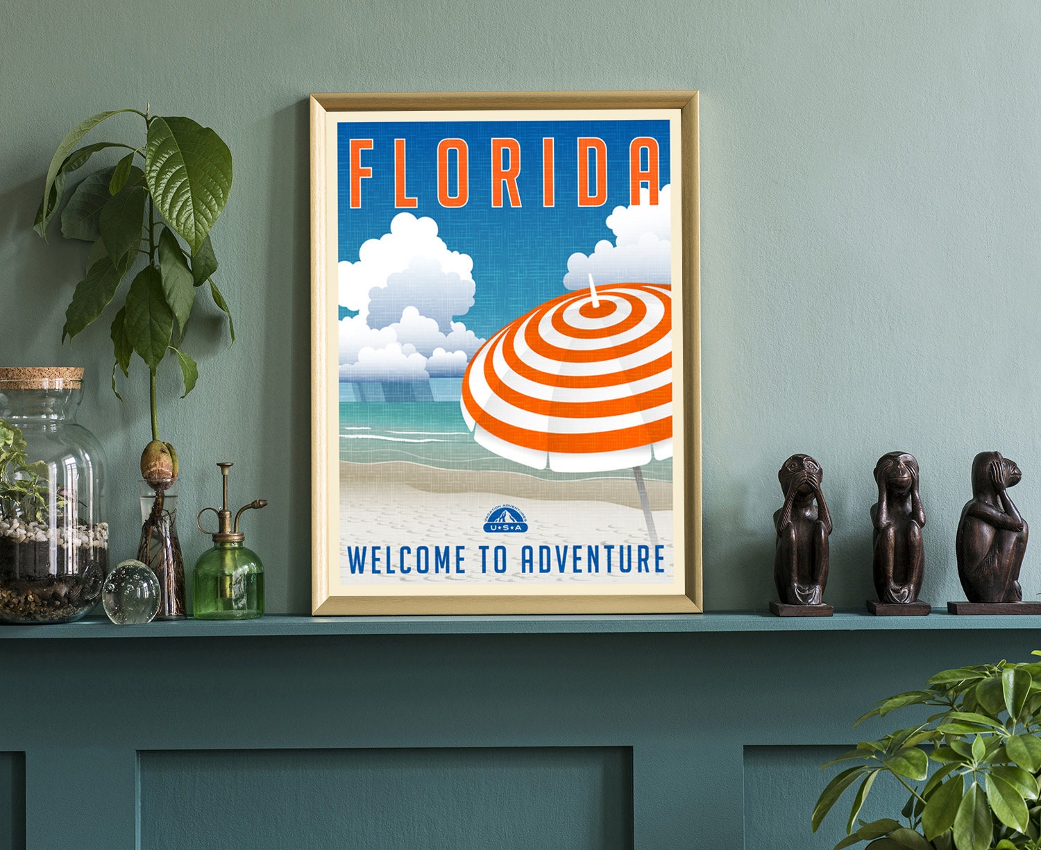 FLORIDA Retro Style Travel Poster Florida Vintage Rustic - Etsy