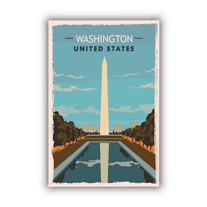 Retro Style Travel Poster, Washington Vintage Rustic Poster Print, Home ...