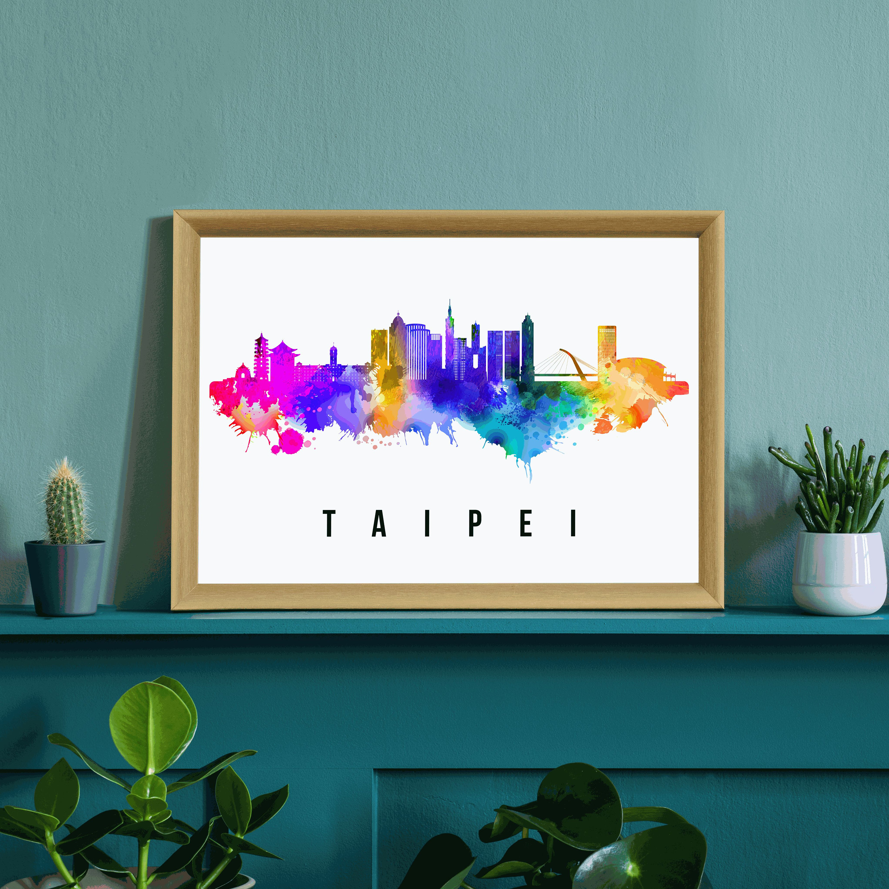 TAIPEI - TAIWAN Poster, Skyline Poster Cityscape and Landmark Taipei ...
