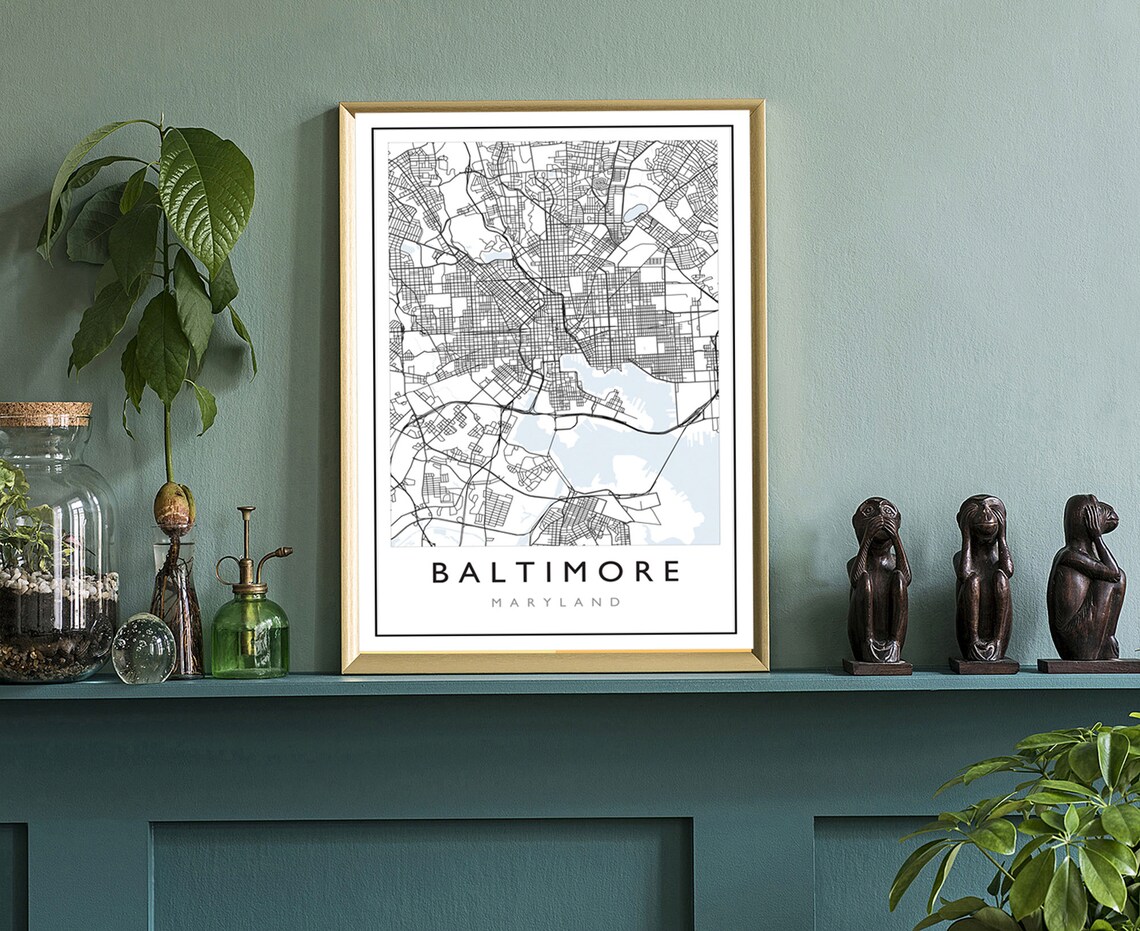 Baltimore Map Baltimore City Road Map Poster Baltimore - Etsy