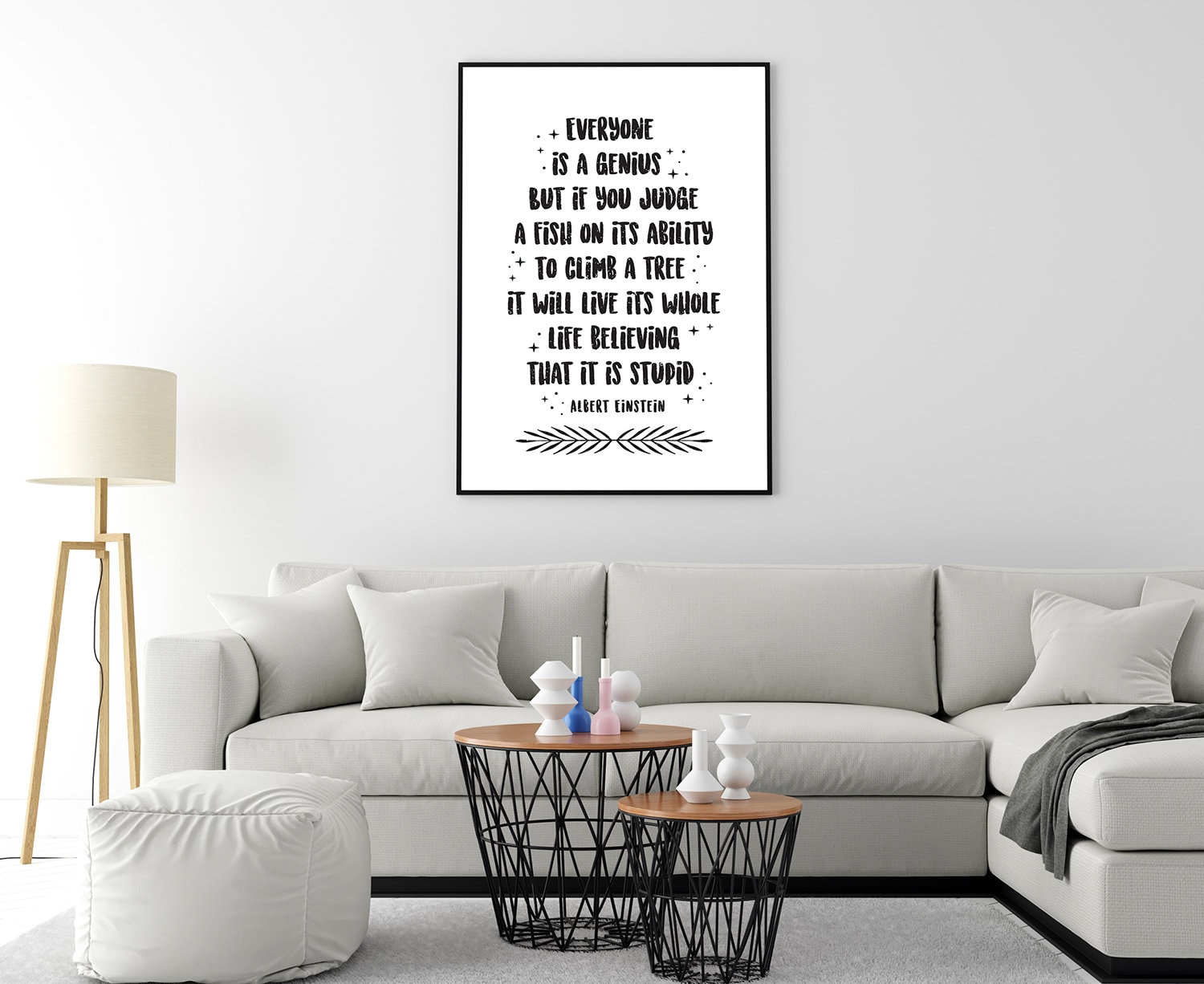 Everybody is a Genius, Albert Einstein Quote Poster Print, Dorm Room ...