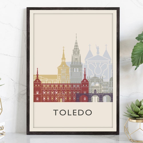 Toledo Spain Poster Alcazar of Toledo Art Print Skyline Item - Etsy