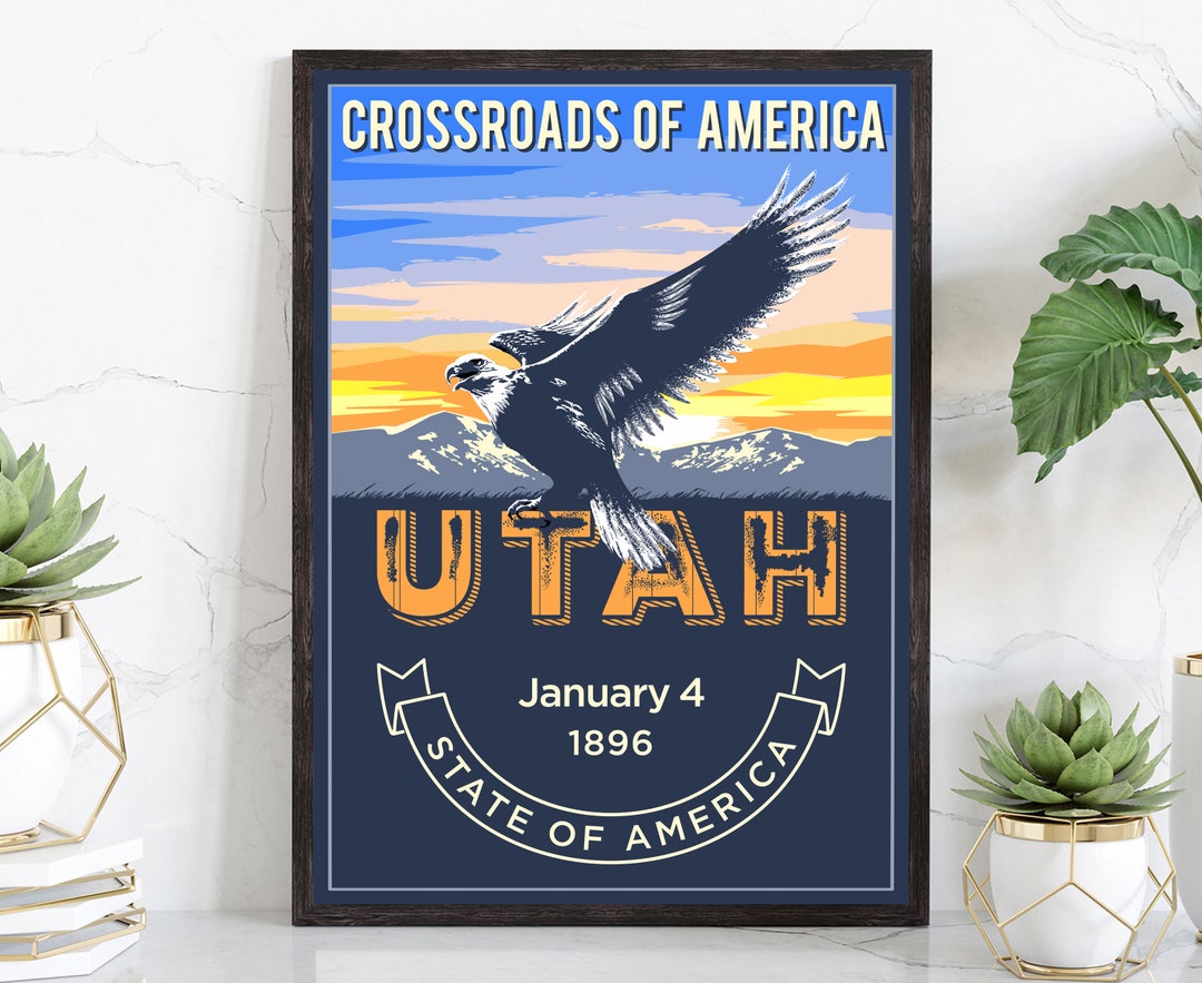United States Poster, Utah State Poster Print, Utah State Emblem Poster ...
