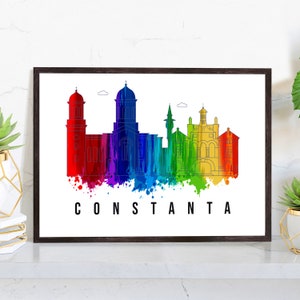 Romania Constanta Poster, Skyline Poster Cityscape Poster, Romania ...
