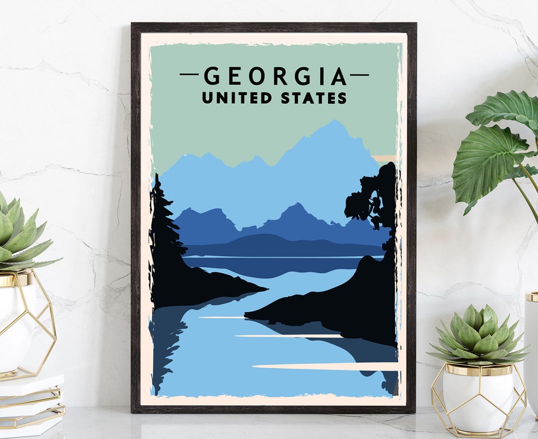 Retro Style Travel Poster, Georgia Vintage Rustic Poster Print, Home ...