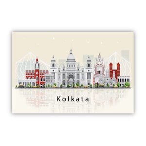 KOLKATA INDIA Illustration Skyline Poster, Modern Skyline Cityscape ...