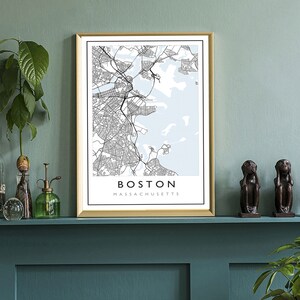 Boston Map, Boston City Road Map Poster, Boston Massachusetts City ...