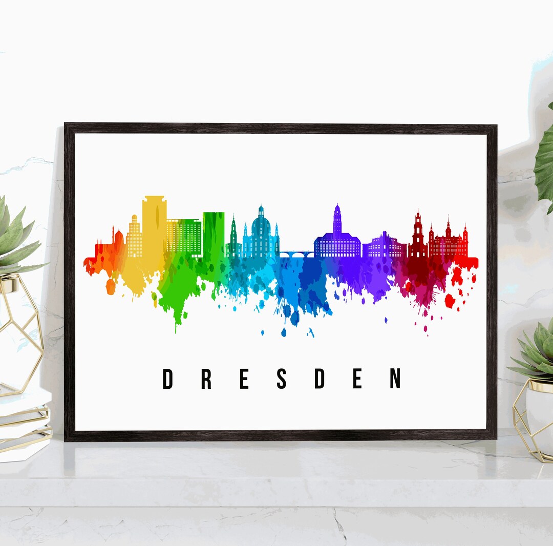 DRESDEN - GERMANY Poster, Skyline Poster Cityscape and Landmark Dersden ...