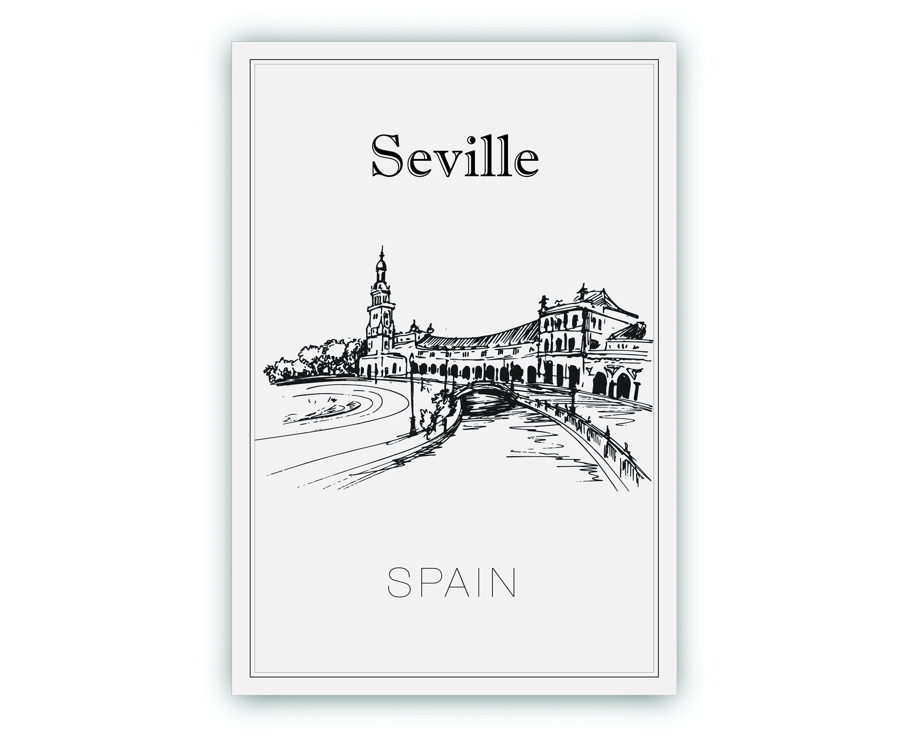 Hand Drawn Poster Seville Travel Poster Seville Poster Wall - Etsy