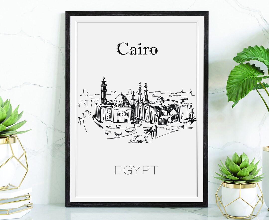 Hand Drawn Poster, Cairo Travel Poster, Egypt Poster Wall Art, Cairo ...