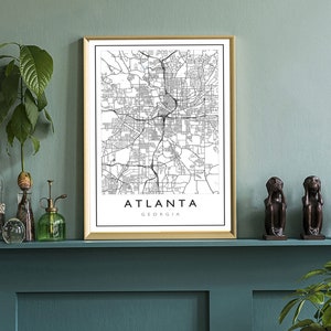 Atlanta Map, Atlanta City Road Map Poster, Atlanta Georgia City Street ...