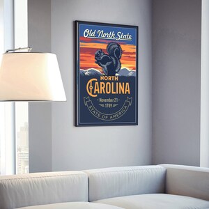 United States Poster, North Carolina State Poster Print, North Carolina ...