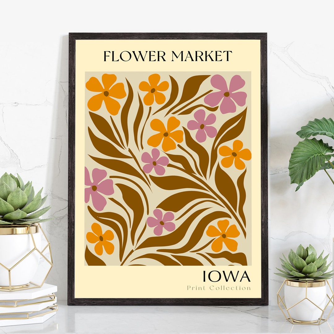 Iowa State Flower Print, USA States Poster, Iowa Flower Market Poster ...