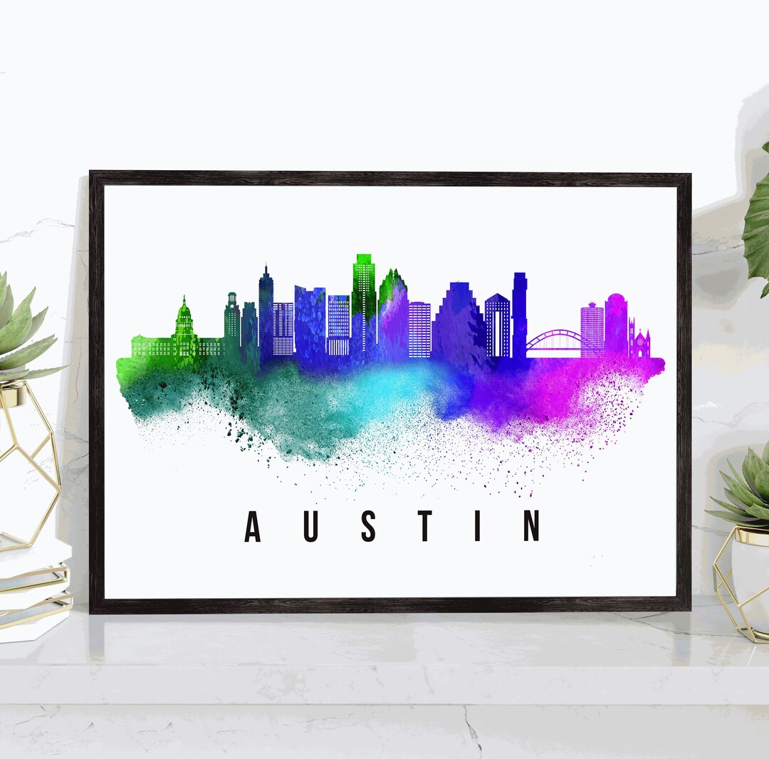 Austin - Texas Skyline Poster, Cityscape Painting, Austin Poster ...