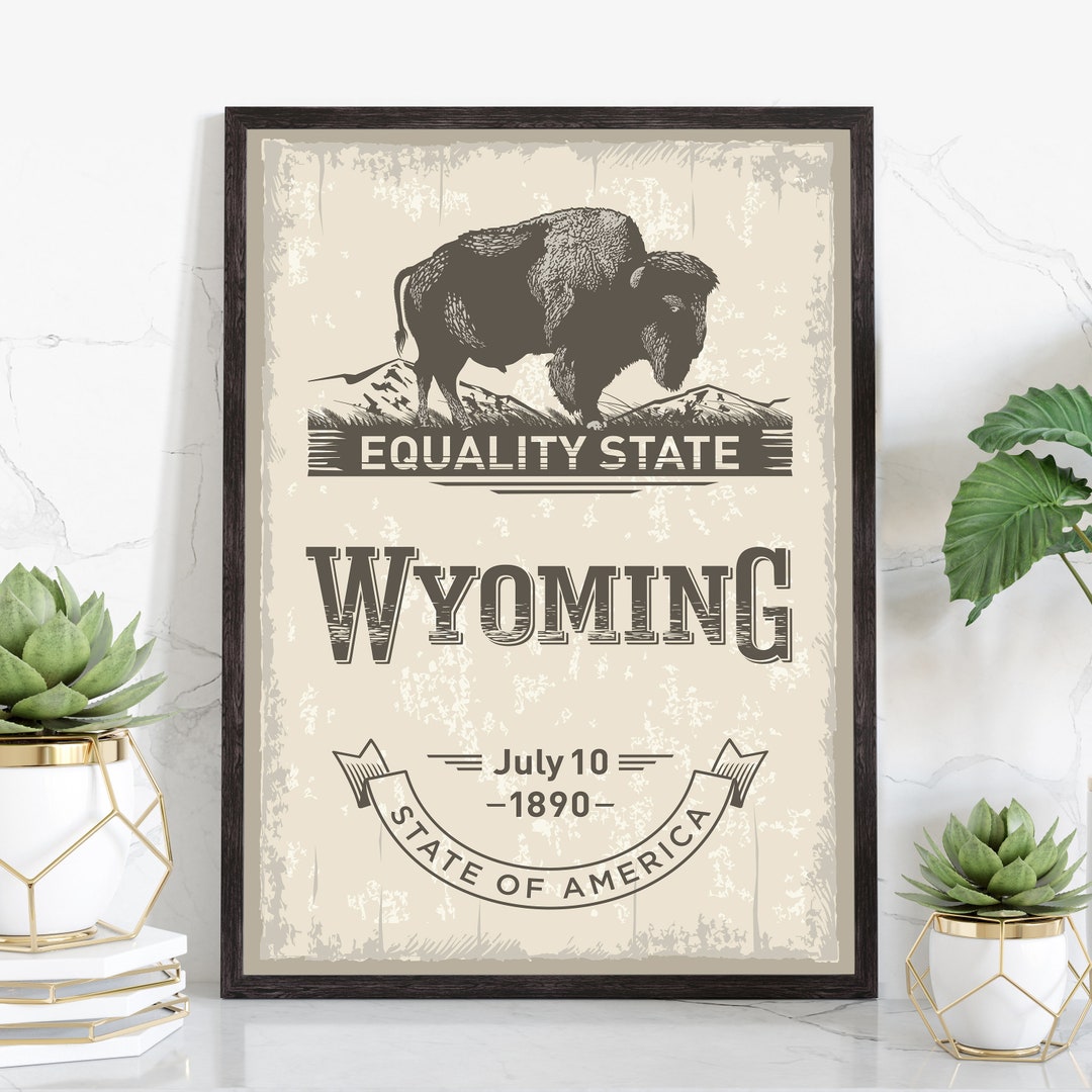 Wyoming State Symbol Poster, Wyoming Poster Print, Wyoming State Emblem ...
