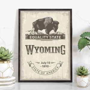 Wyoming State Symbol Poster, Wyoming Poster Print, Wyoming State Emblem ...