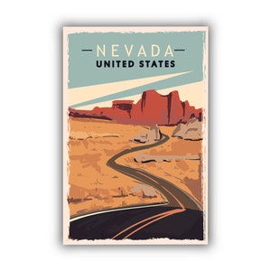 Retro Style Travel Poster, Nevada Vintage Rustic Poster Print, Home ...