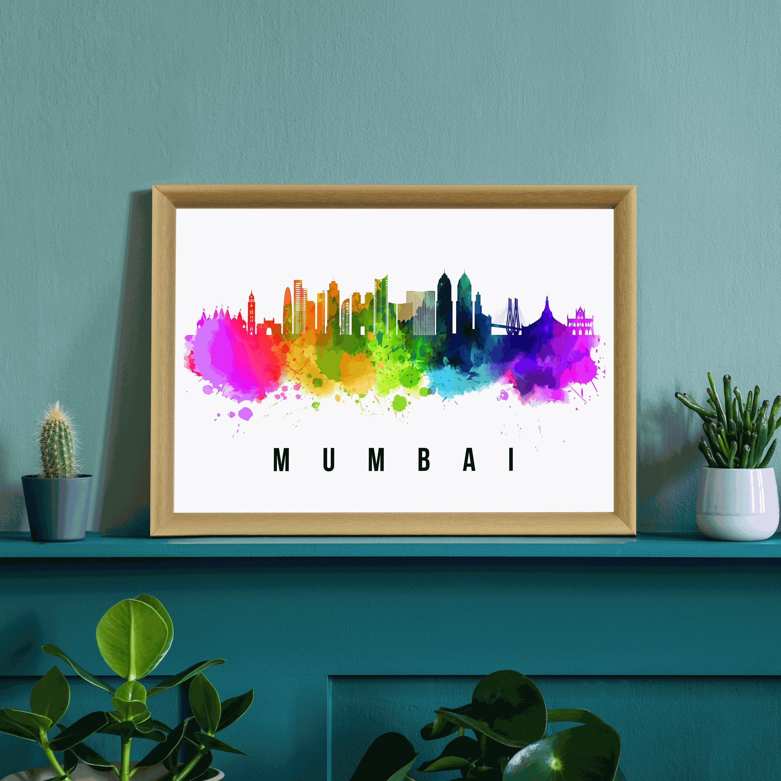 MUMBAI - INDIA Poster, Skyline Poster Cityscape and Landmark Print ...