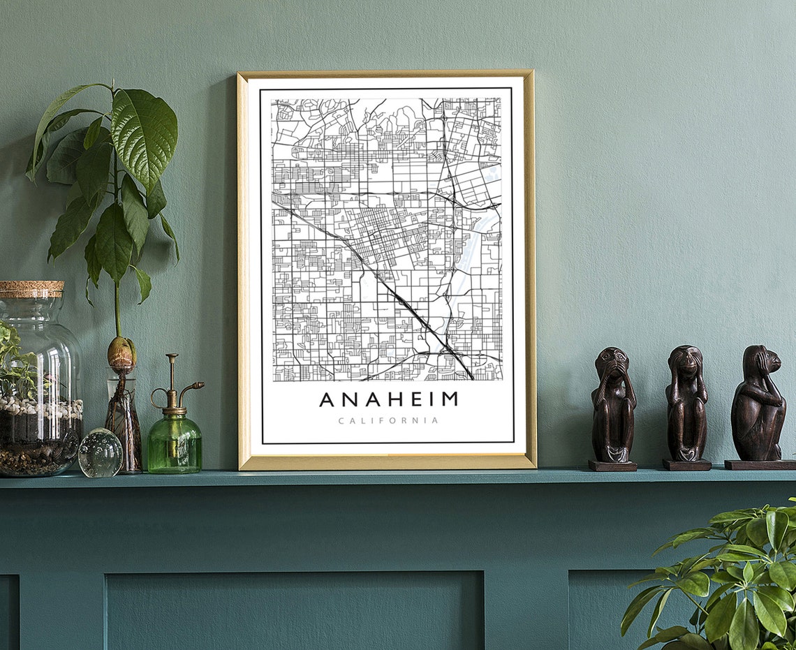 Anaheim Map Anaheim City Road Map Poster Anaheim California - Etsy