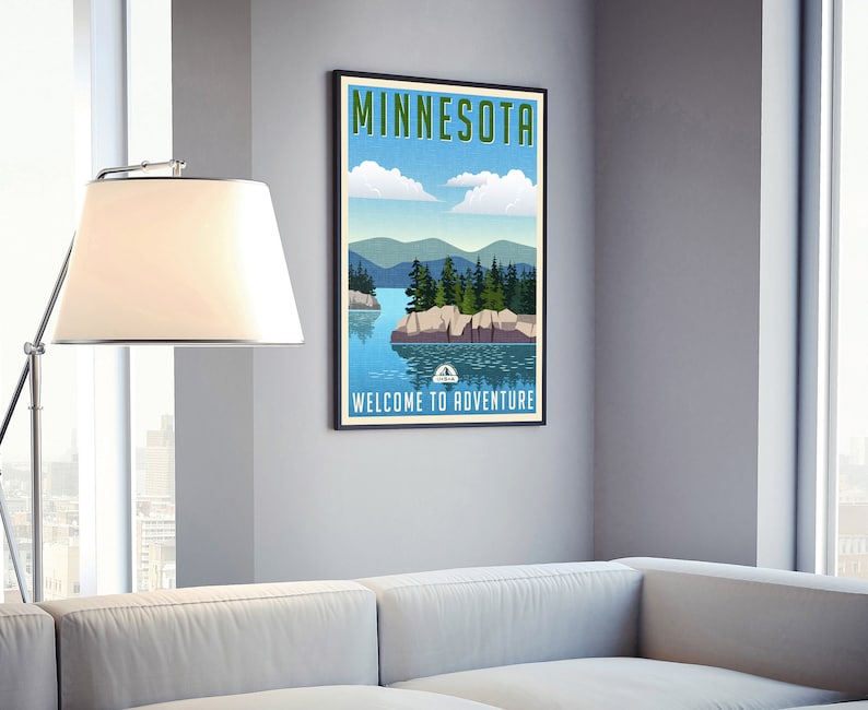 Retro Style Travel Poster Minnesota Vintage Rustic Poster - Etsy