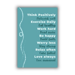 Think Positively Network Well, Quote Poster Print, Home Office Dorm ...
