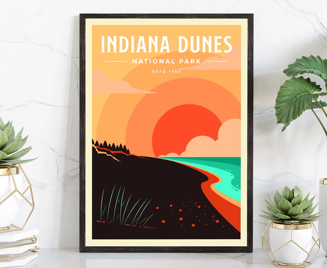 Indiana Dunes National Parks , Travel Poster Print, Retro Travel Poster ...