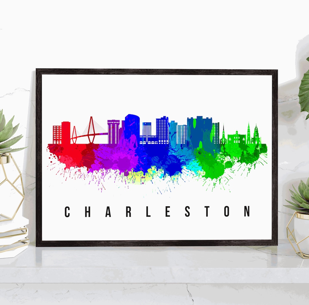 Charleston - South Carolina Skyline Poster, Charleston Cityscape ...