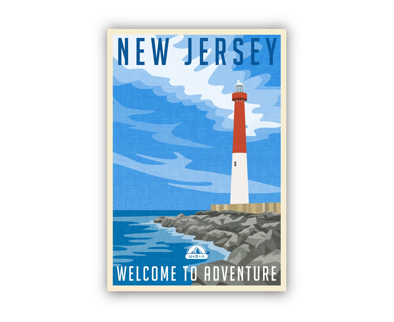 Retro Style Travel Poster, New Jersey Vintage Rustic Poster Print, Home ...