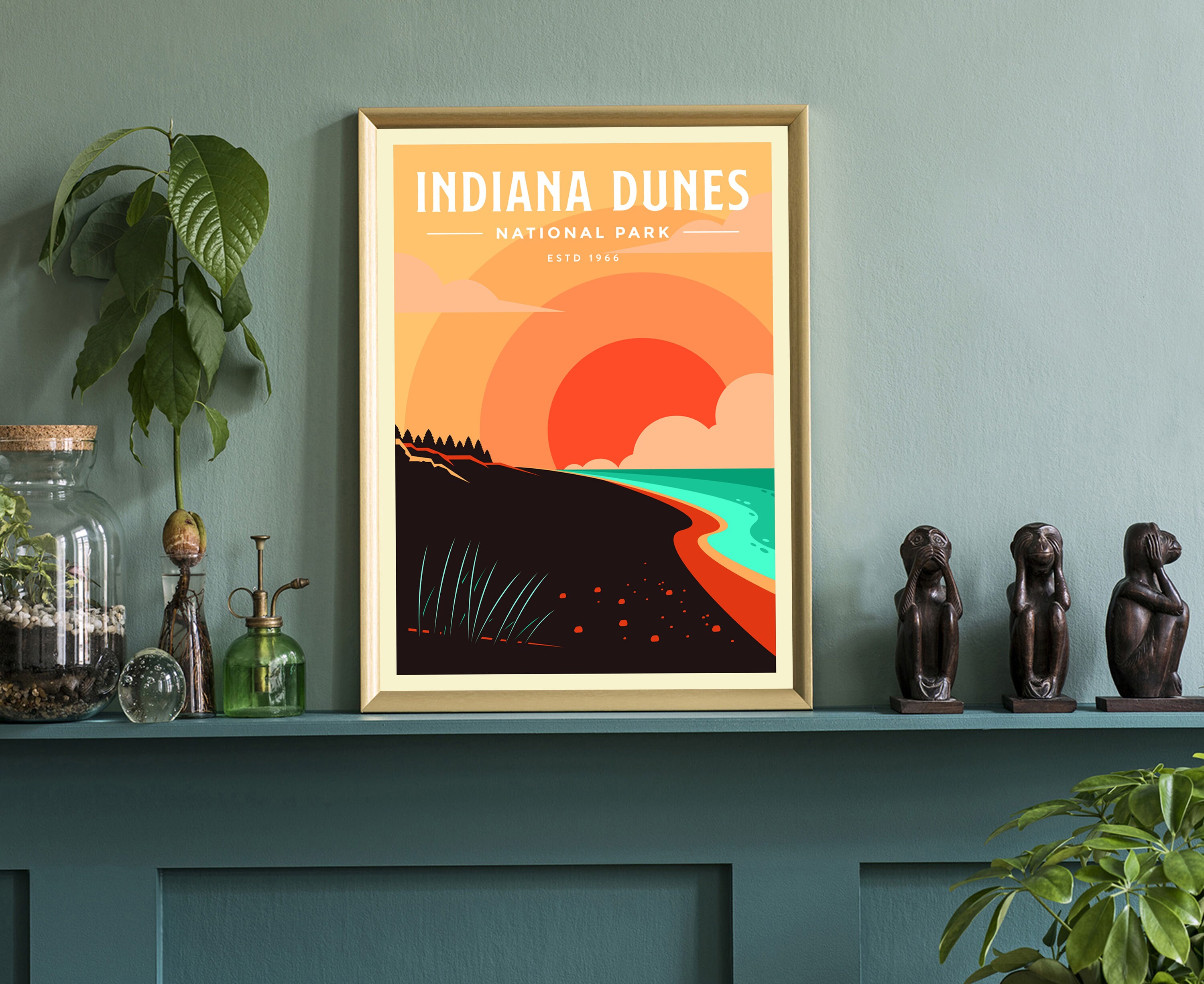 Indiana Dunes National Parks , Travel Poster Print, Retro Travel Poster ...