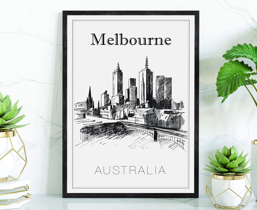 Hand Drawn Poster, Melbourne Travel Poster, Melbourne Poster Wall Art ...