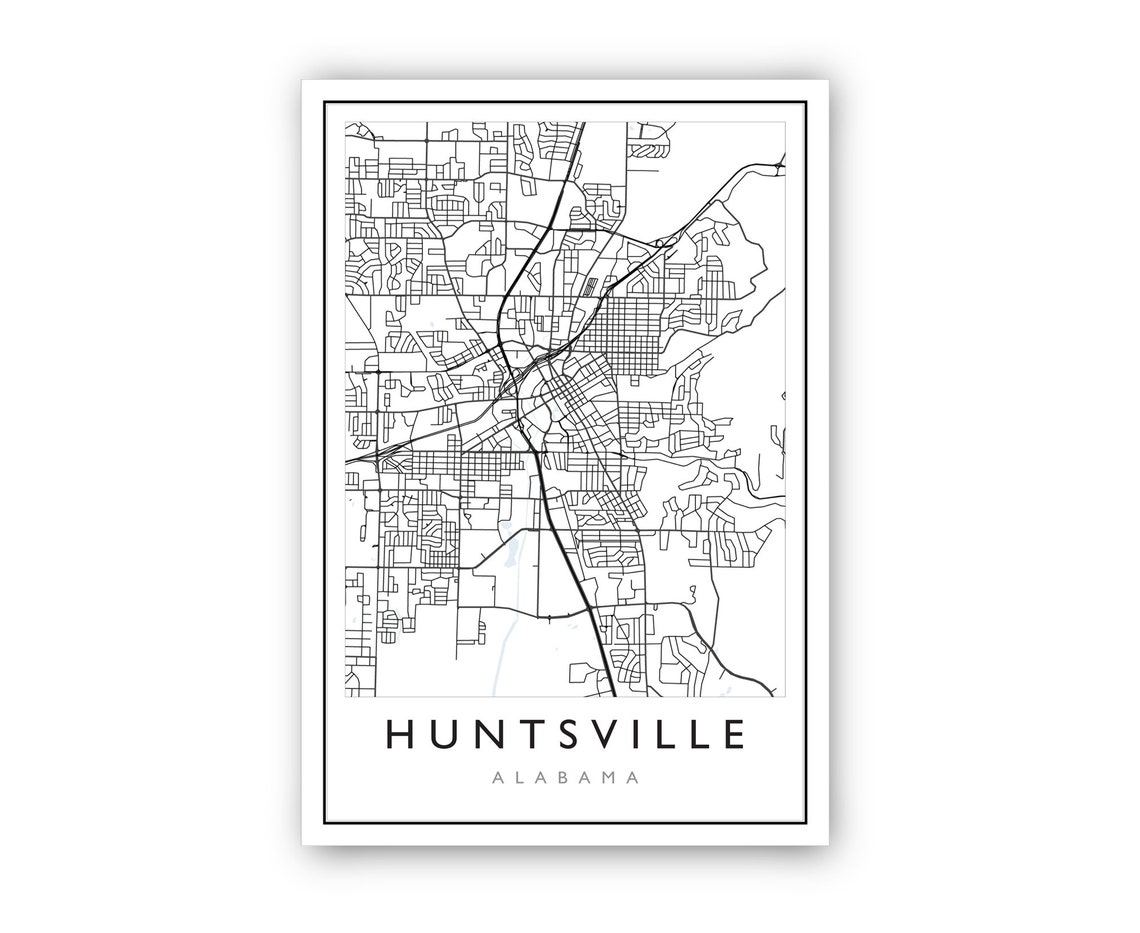 Huntsville Alabama City Map, Huntsville City Road Map Poster, City ...