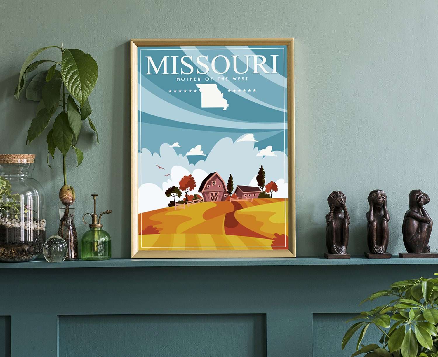 Retro Style Travel Poster Missouri Vintage Rustic Poster - Etsy Nederland
