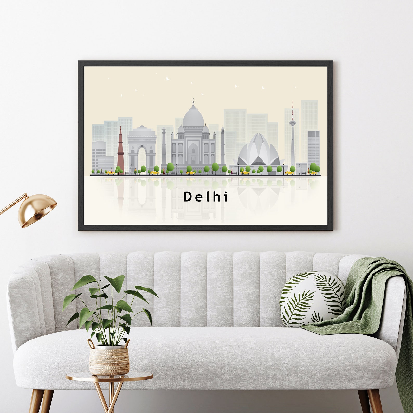 DELHI INDIA Illustration Skyline Poster Modern Skyline - Etsy