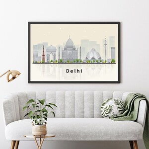 DELHI INDIA Illustration Skyline Poster, Modern Skyline Cityscape ...