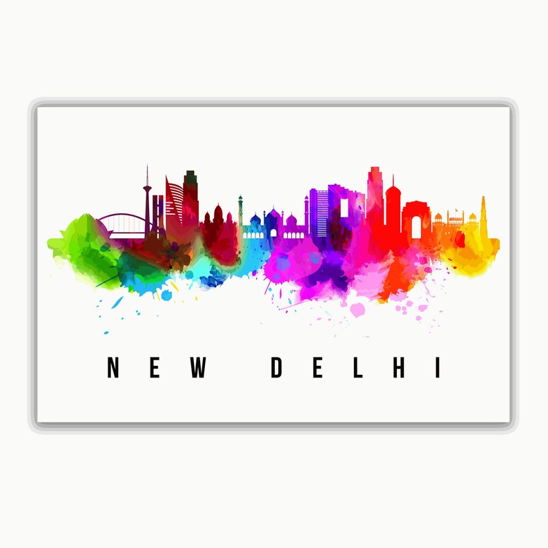 NEW DELHI - INDIA Poster, Skyline Poster Cityscape and Landmark Print ...