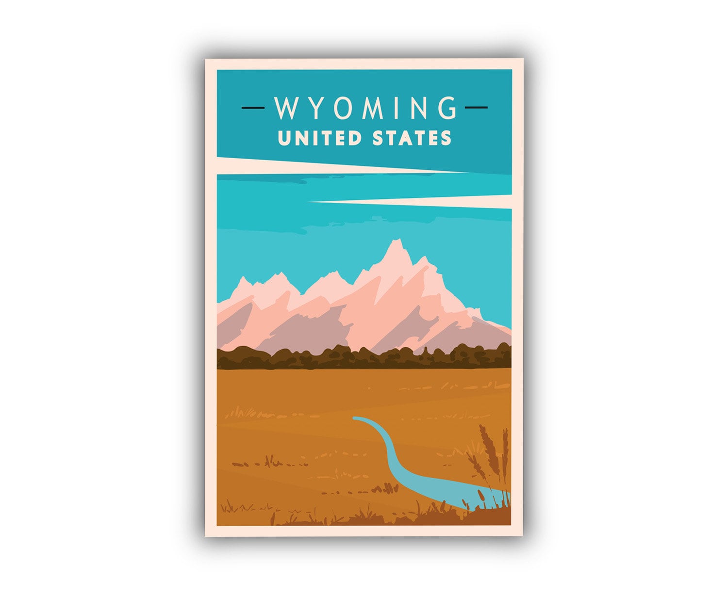 Retro Style Travel Poster, Wyoming Vintage Rustic Poster Print, Home ...
