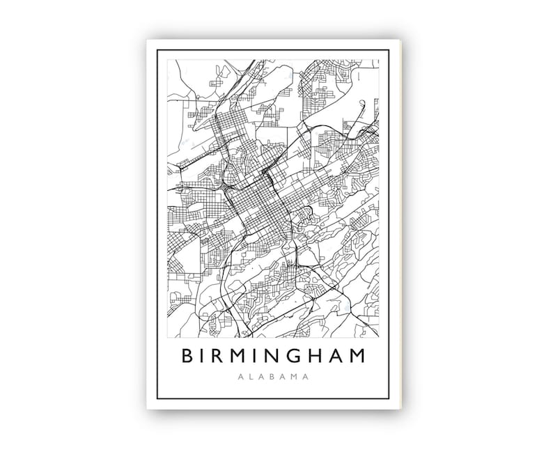 Birmingham Map Birmingham City Road Map Posterbirmingham - Etsy
