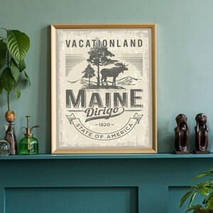 Maine State Symbol Poster, Maine State Poster Print, Maine State Emblem ...