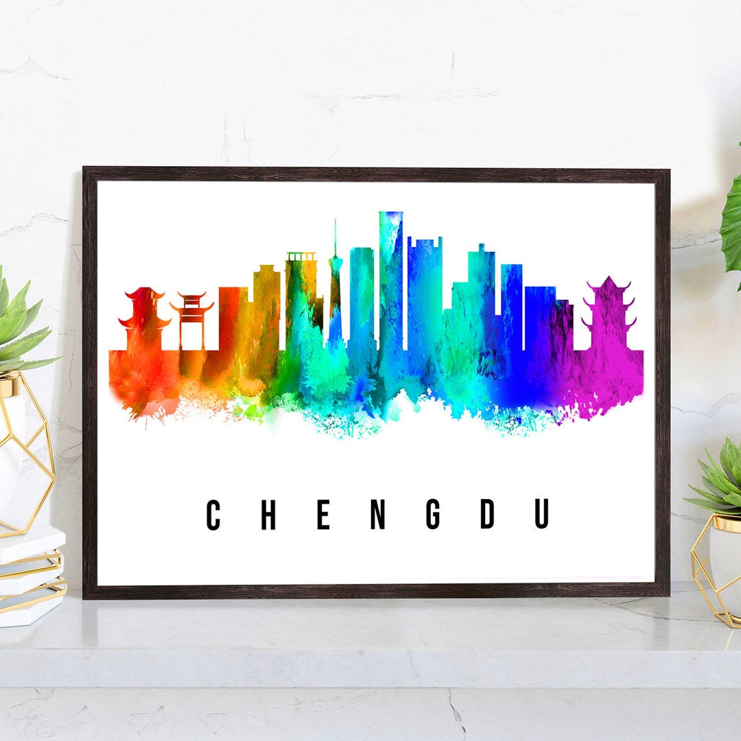 Pera Print Chengdu China Skyline Poster, Chengdu China Poster ...