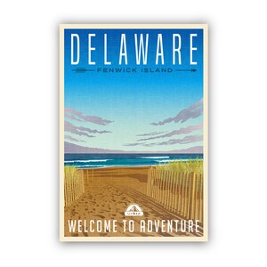Retro Style Travel Poster, Delaware Vintage Rustic Poster Print, Home ...