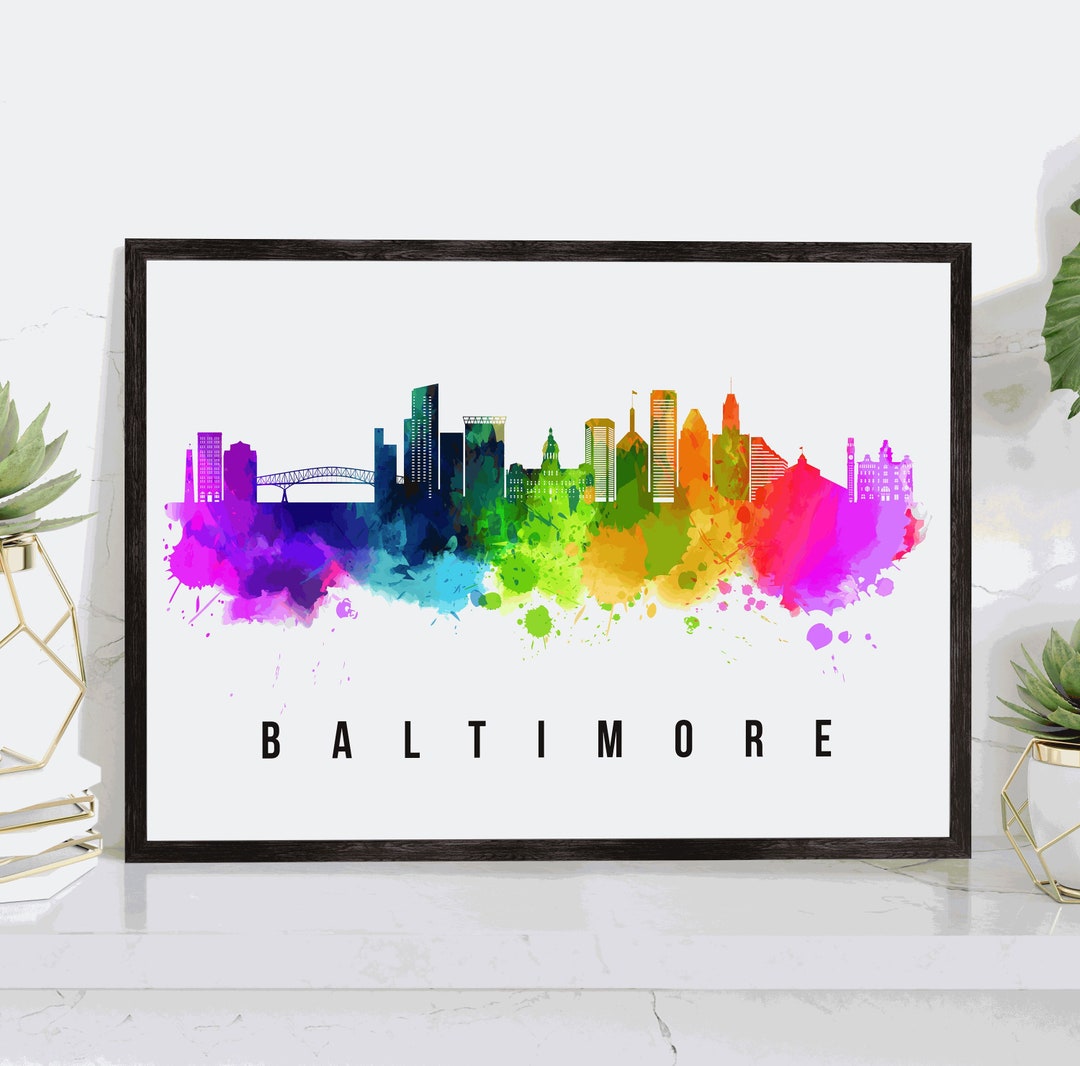 Baltimore - Maryland Skyline Poster, Cityscape Painting, Baltimore ...