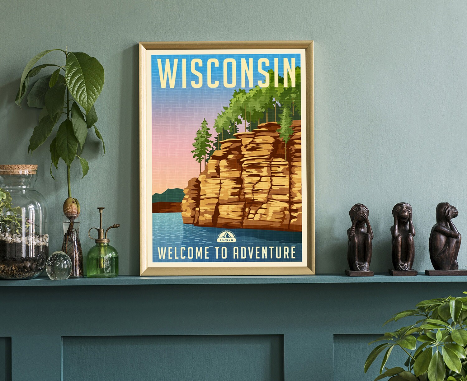 Retro Style Travel Poster Wisconsin Vintage Rustic Poster - Etsy
