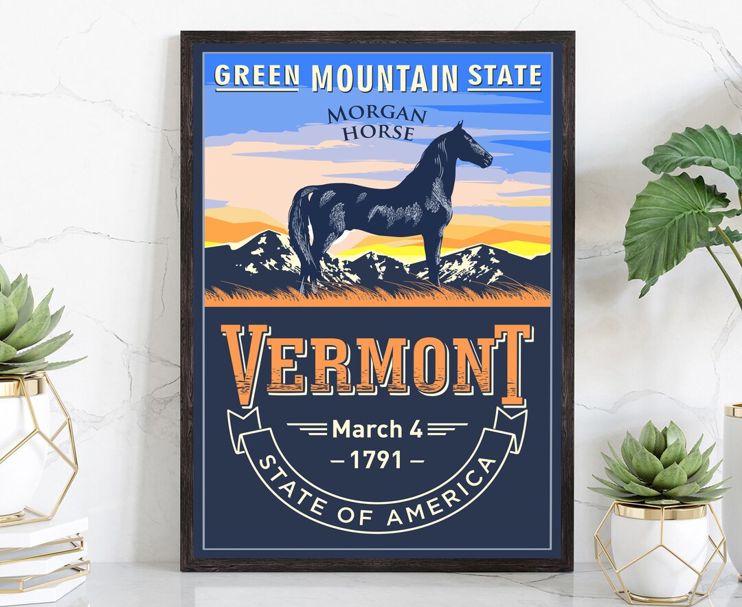 United States Poster, Vermont State Poster Print, Vermont State Emblem ...