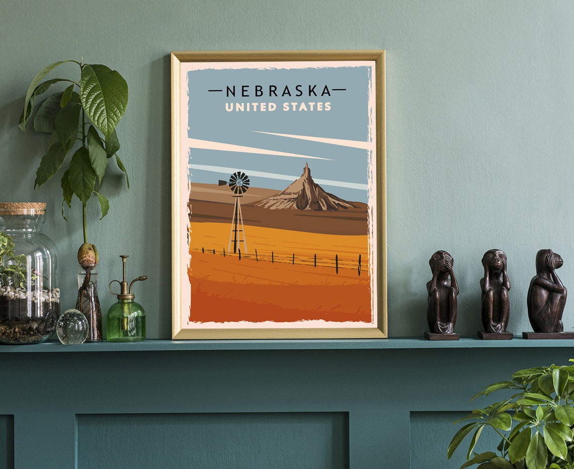 Retro Style Travel Poster Nebraska Vintage Rustic Poster - Etsy