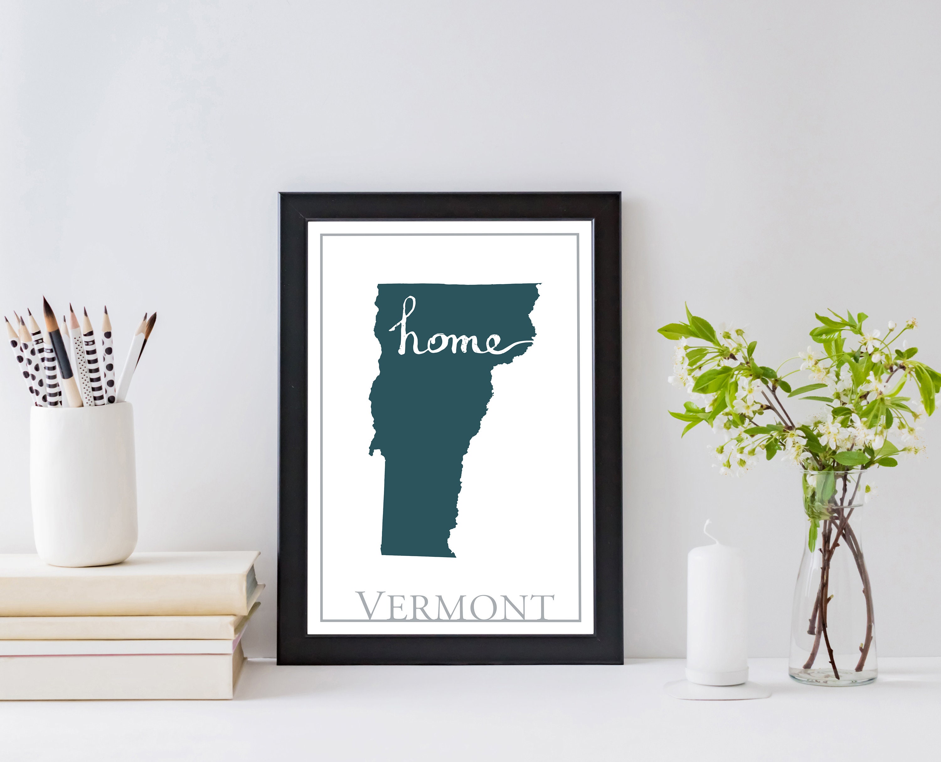 Vermont Map Wall Art Vermont Modern Map Print City Map Wall - Etsy