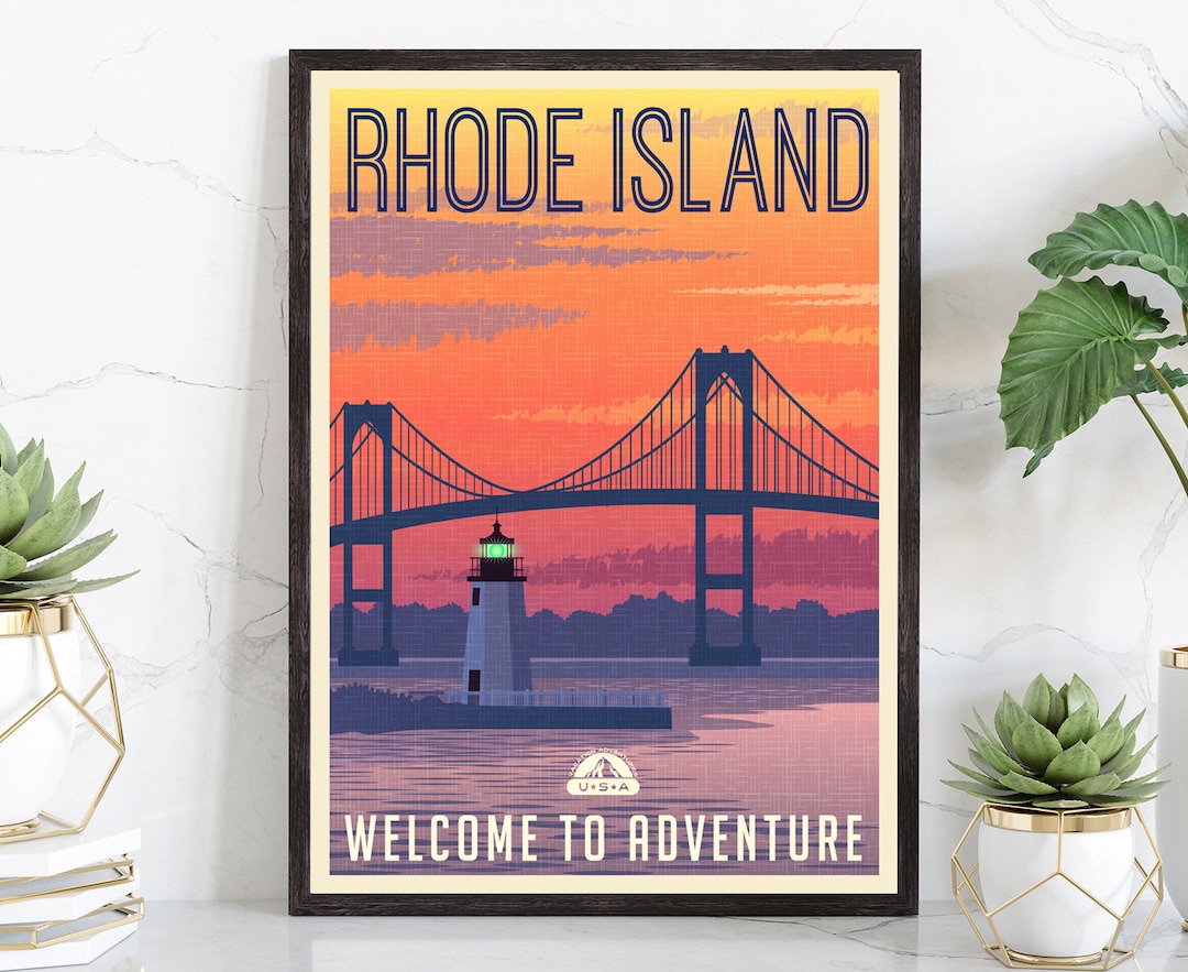 Retro Style Travel Poster, Rhode Island Vintage Rustic Poster Print ...