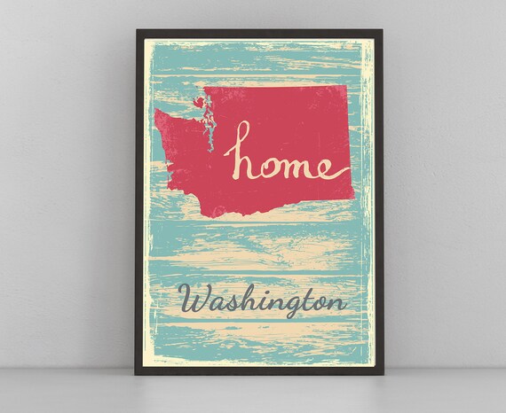 Retro Style Travel Poster Washington Vintage State Map Poster - Etsy