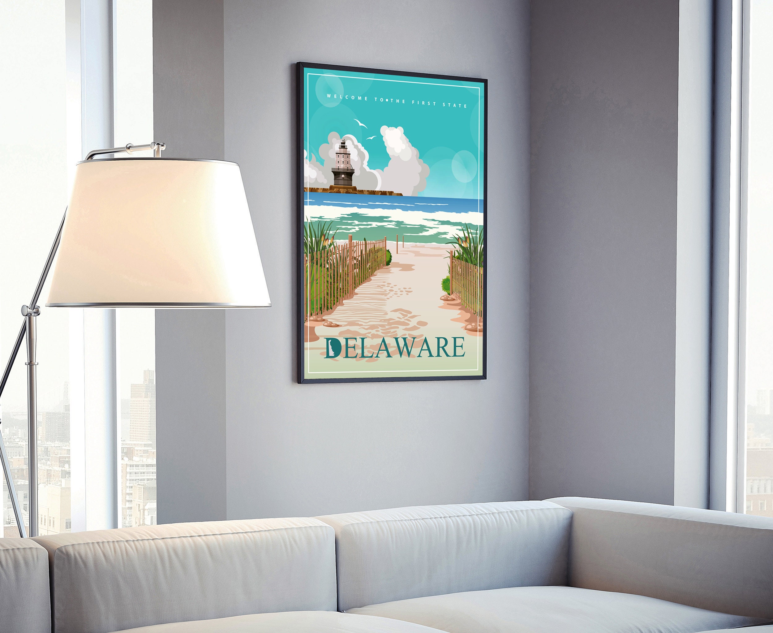 Retro Style Travel Poster Delaware Vintage Rustic Poster - Etsy