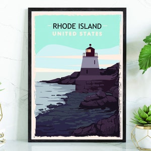 Retro Style Travel Poster, Rhode Island Vintage Rustic Poster Print ...