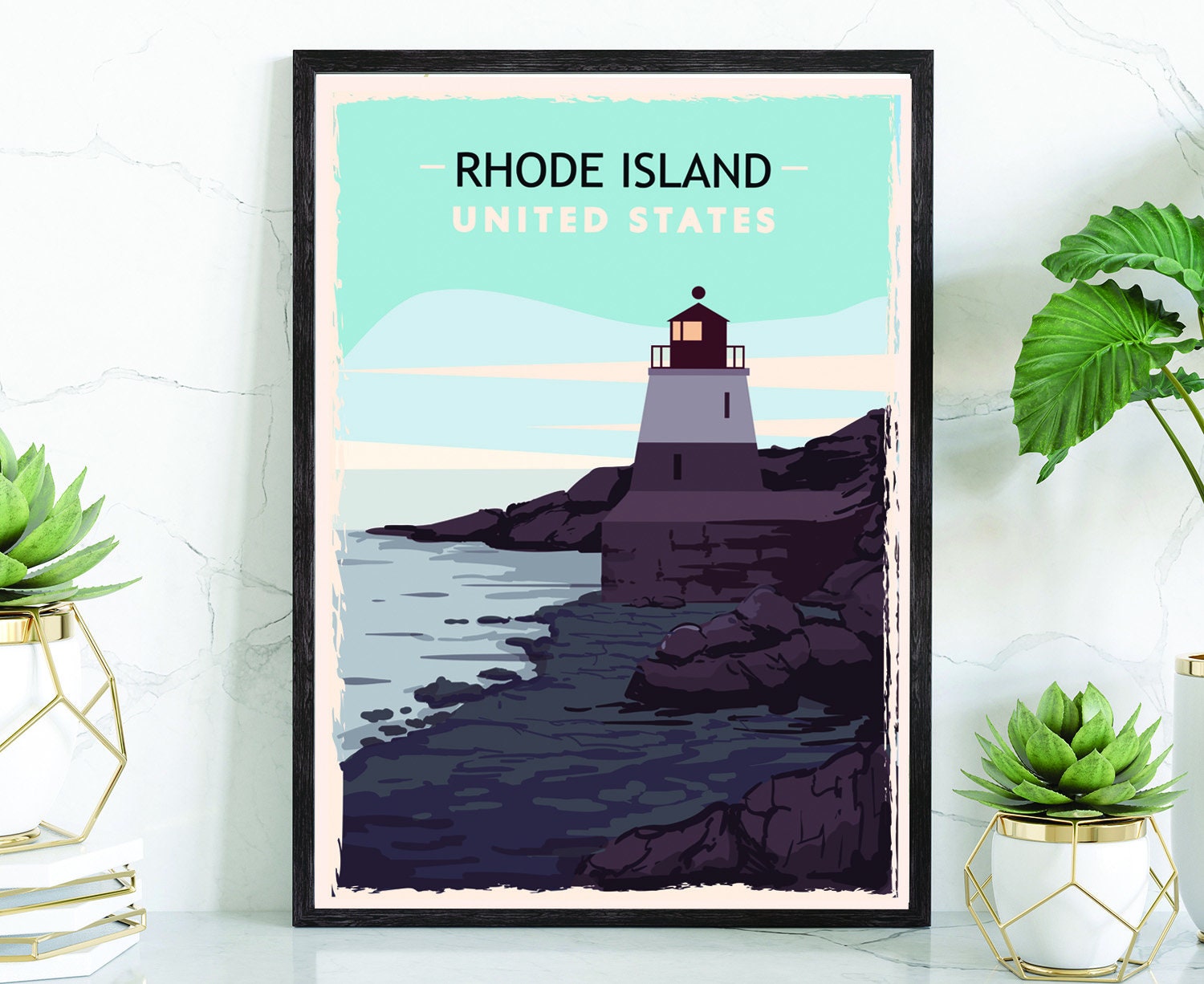 Retro Style Travel Poster, Rhode Island Vintage Rustic Poster Print ...